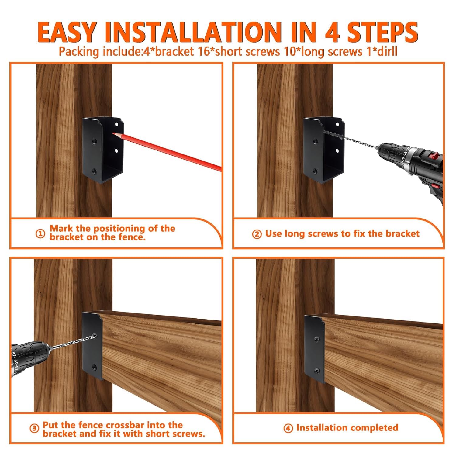 Deck Railing Brackets Connectors Heavy Duty Steel Concealed Brackets ...